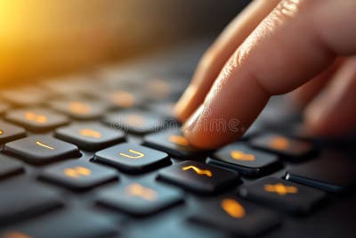 Finger Pressing a Key on a Keyboard Stock Image - Image of tactile ...