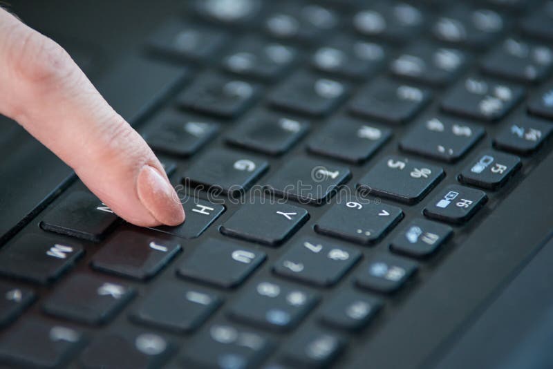Finger. Pressing Key. Notebook Button Stock Image - Image of modern ...