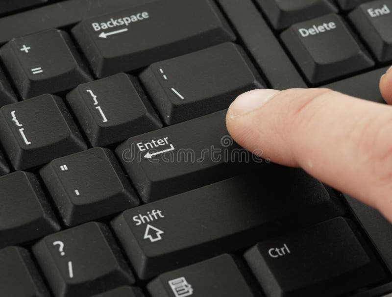 Finger pressing keyboard stock photo. Image of computer - 14131786