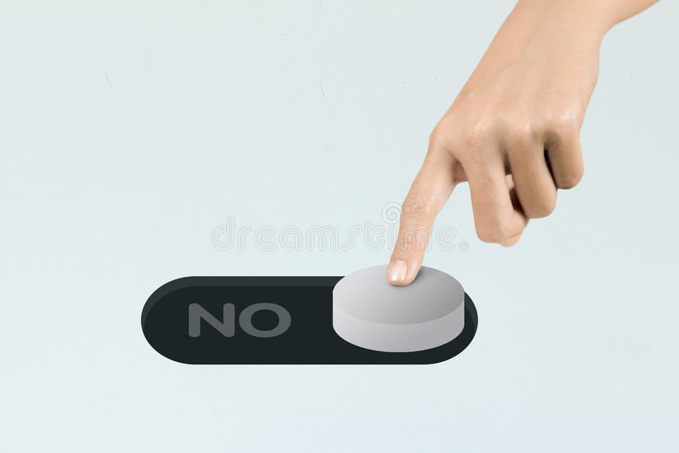 Finger Pressing a No Button on a Minimalistic Interface Stock Image ...
