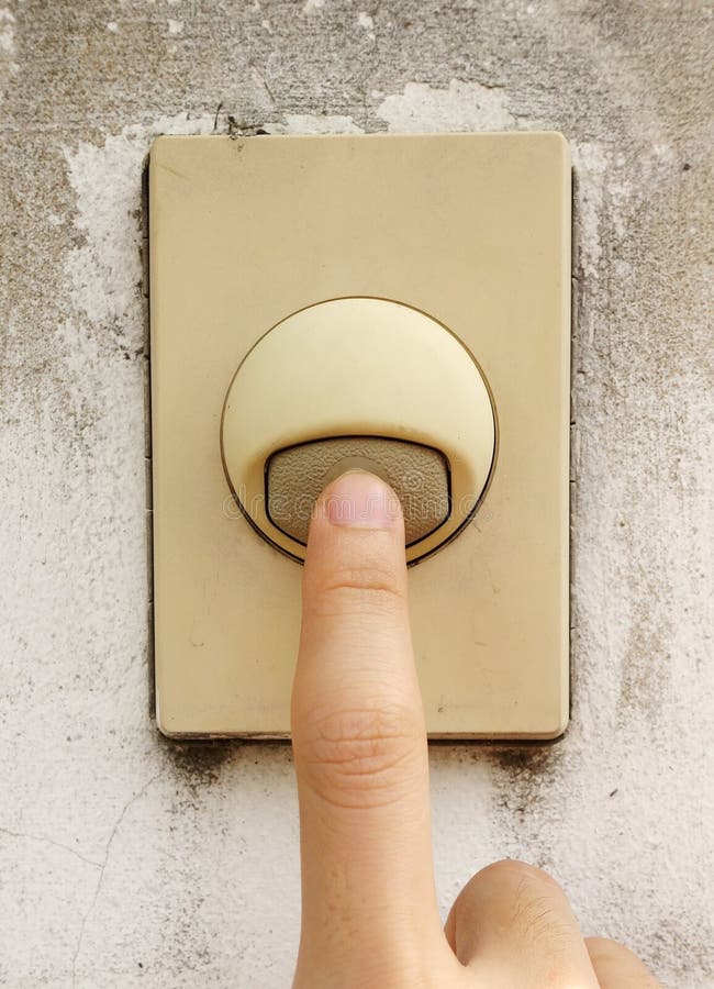 Finger Pressing on Old Door Bell Switch Stock Image - Image of doorbell ...