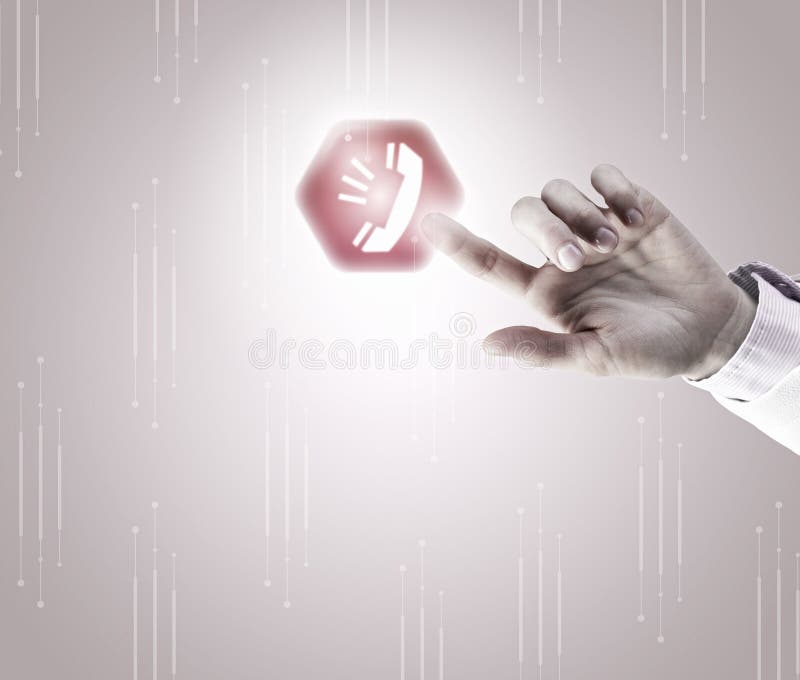 Finger Pressing Phone Button Stock Photo - Image of hand, feedback ...