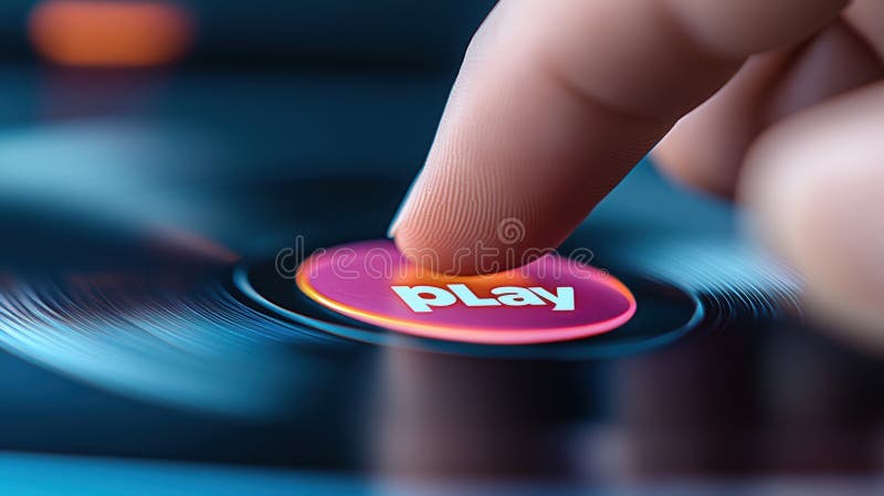 A Finger Pressing a Play Button on an Old Record Player, AI Stock Photo ...