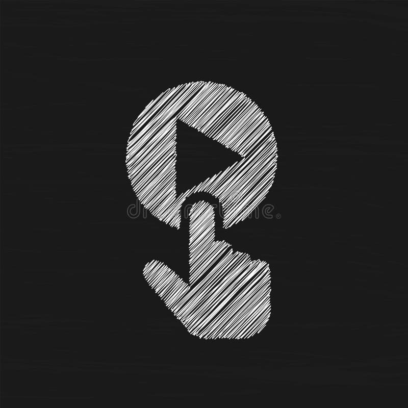 Finger Pressing Play Button White Sketch Icon Stock Vector ...