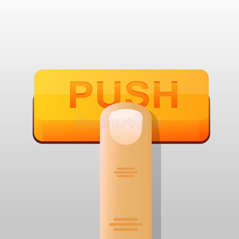 Finger Pressing on Push Button. Stock Illustration - Illustration of ...