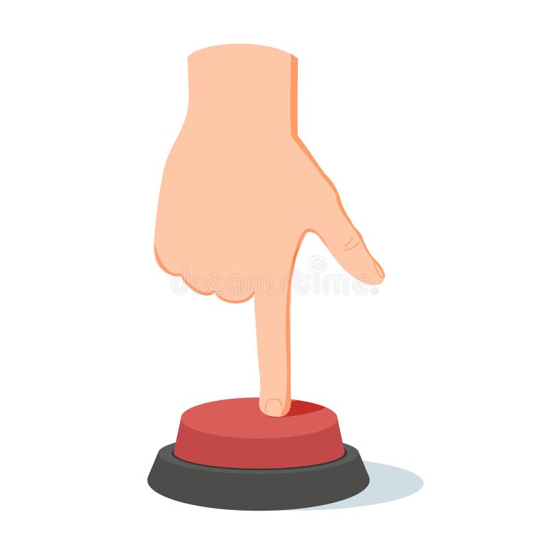 Finger Pressing, Pushing Emergency Button. Hand Turning on and Off ...