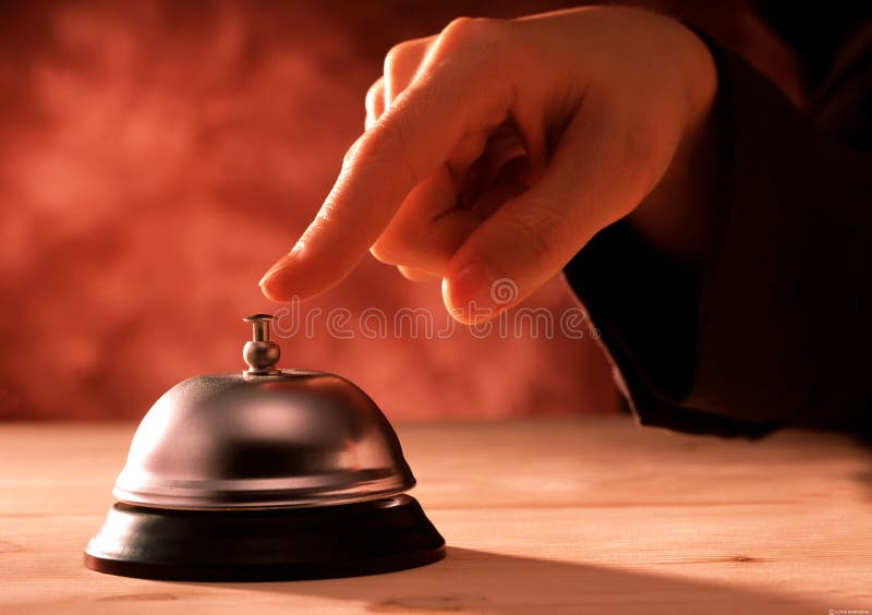 Finger Pressing a Reception Bell Stock Image - Image of secretary ...