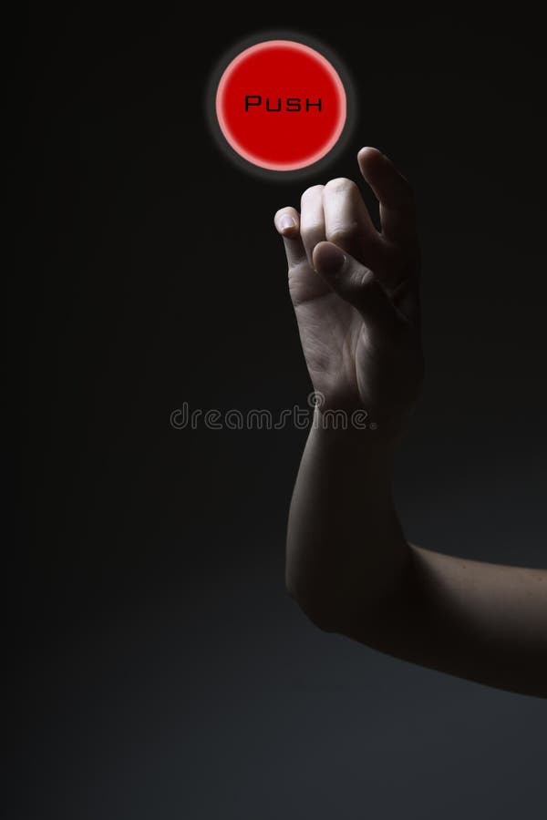 Finger Pressing the Red Button Stock Image - Image of decision ...
