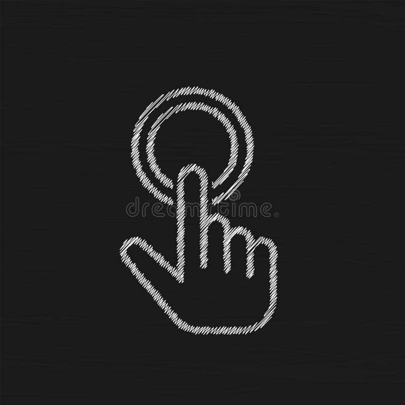 Finger Pressing Round Button Sketch Style Vector Icon Cursor Pointer ...