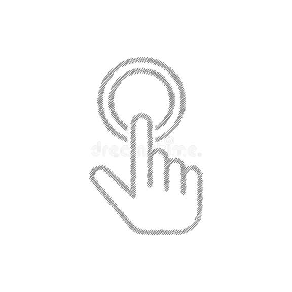 Finger Pressing Round Button White Sketch Vector Icon Stock Vector ...