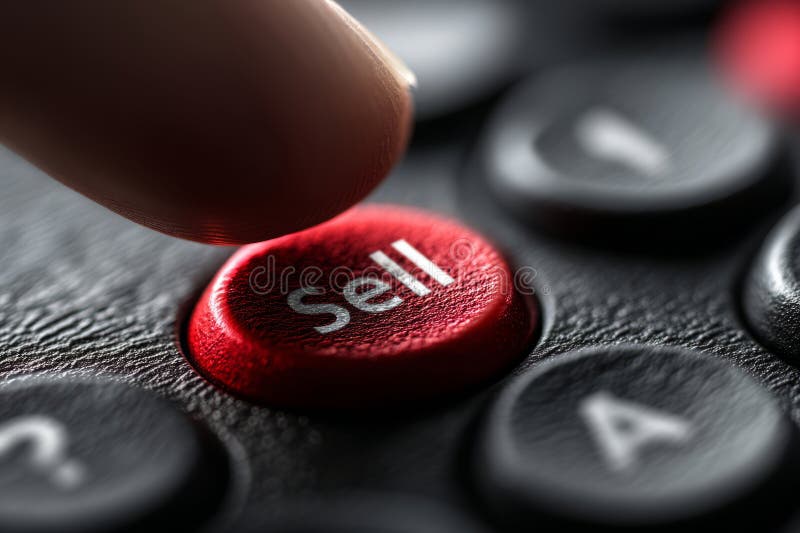 Finger Pressing Sell Button on Computer Keyboard Stock Image - Image of ...