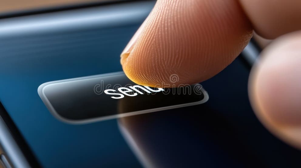 A Finger Pressing the Send Button on a Smart Phone, AI Stock Image ...