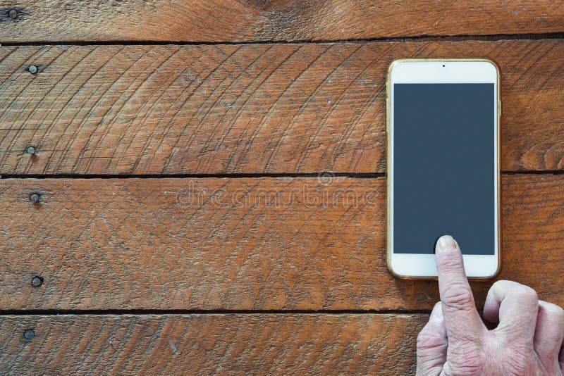 Finger Pressing Smart Phone Button Stock Image - Image of table, studio ...