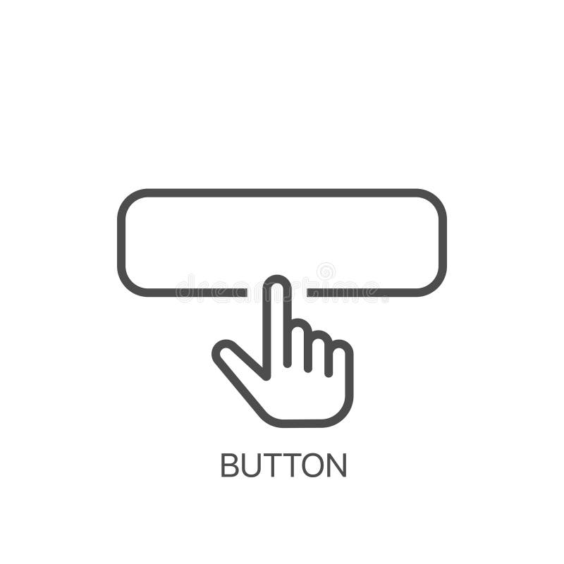 Finger Pressing Square Shape Button Vector Icon Cursor Pointer Symbol ...