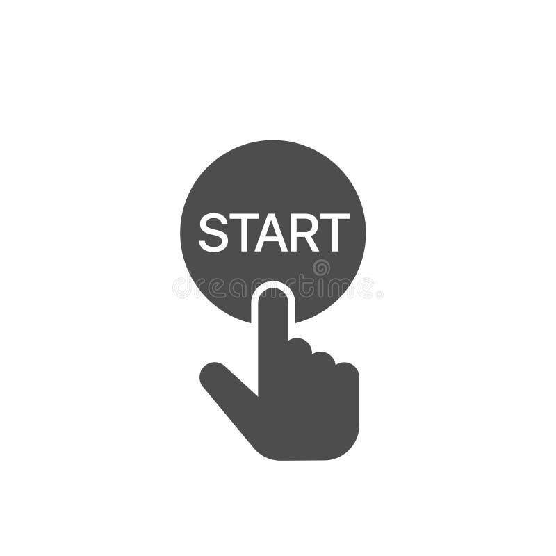 Pressing the Start Button stock vector. Illustration of finger - 61042960