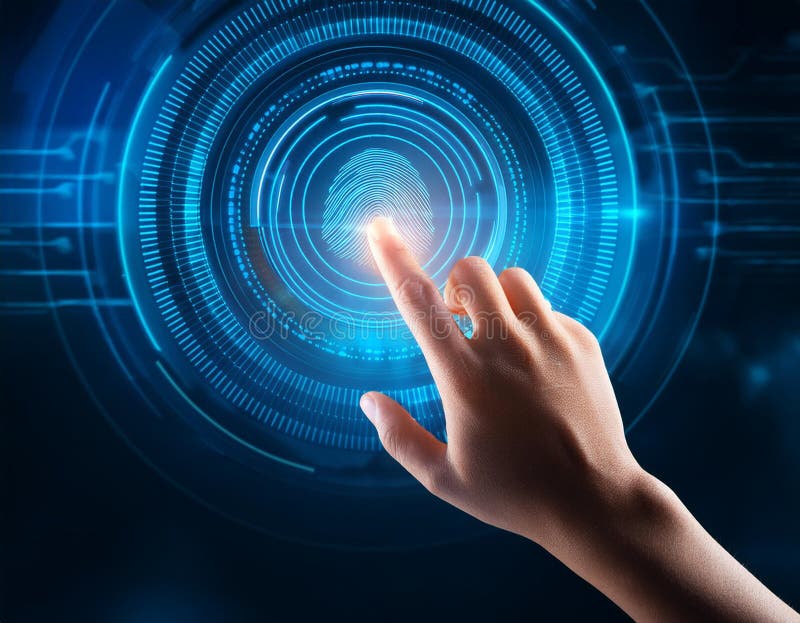 A Finger Pressing a Virtual Button, Symbolizing Technology Interaction ...