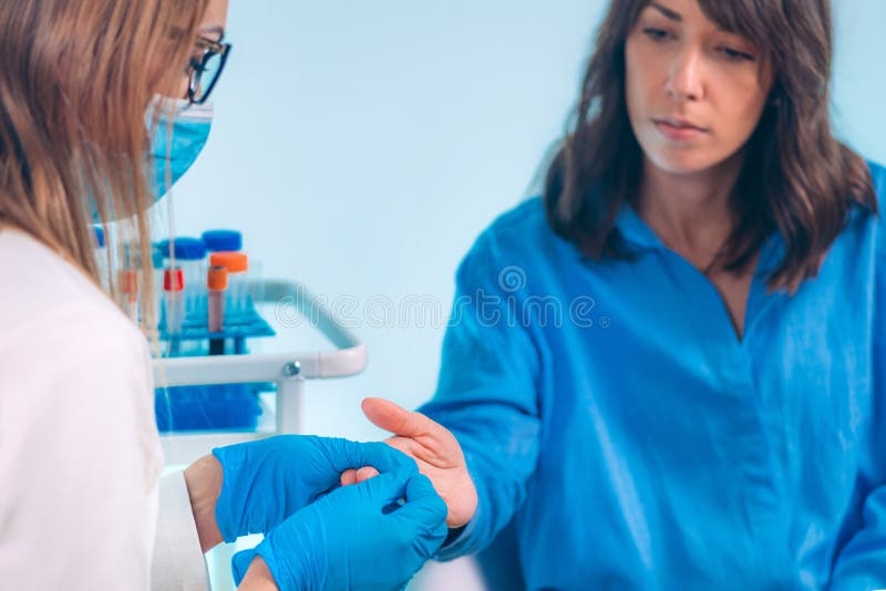 Finger Blood Draw. Nurse Taking Blood Sample from Patientâ€™s Finger ...