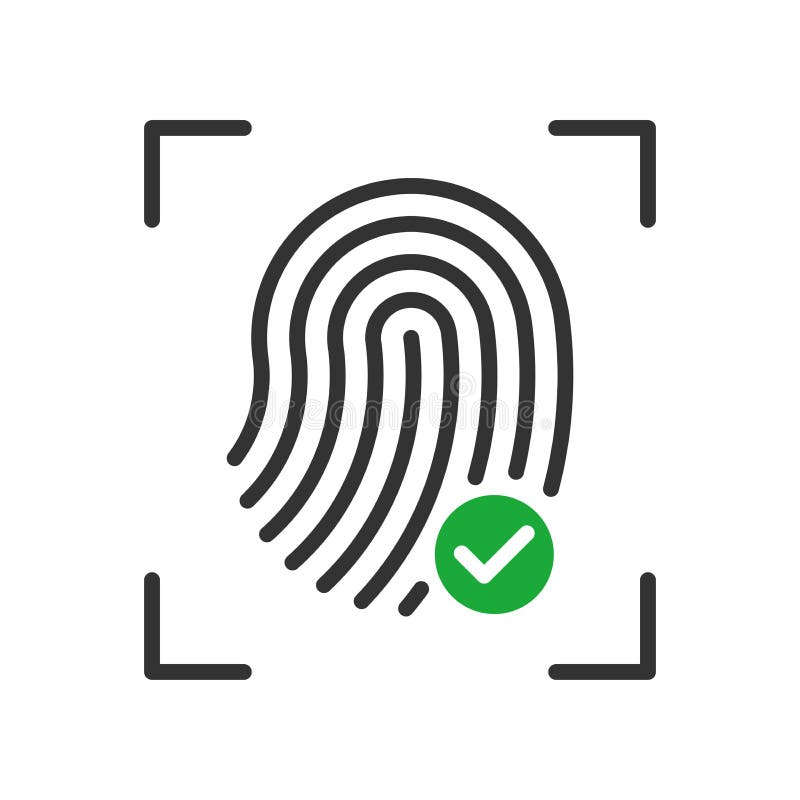 Fingerprint Approve Vector Icon with Green Mark Stock Vector ...