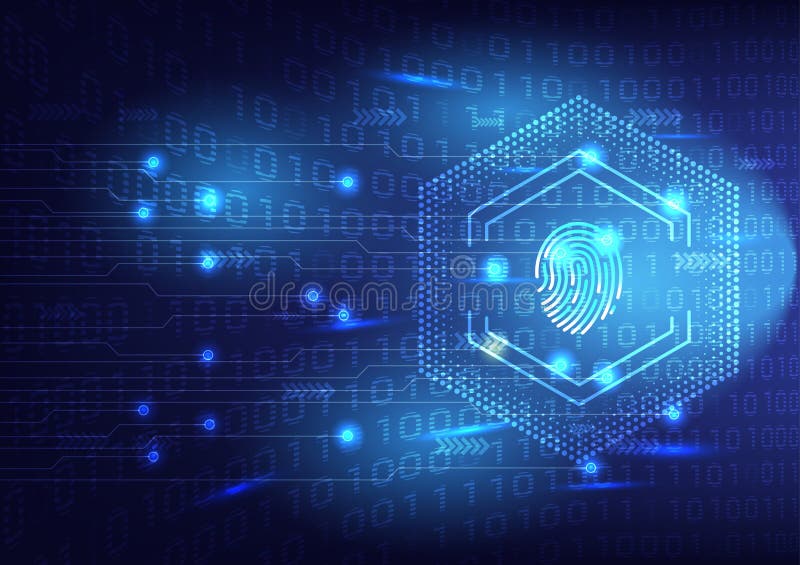 Finger Print on Digital Code Stock Vector - Illustration of connection ...