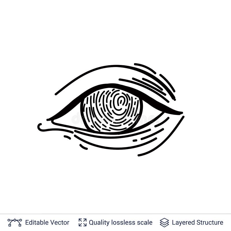 Finger Print in an Eye Isolated on White. Stock Vector - Illustration ...