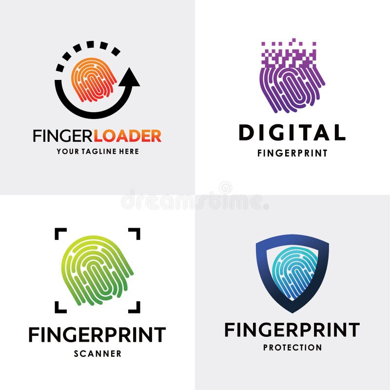 Finger Print Logo Design Set Template Collection Stock Vector ...