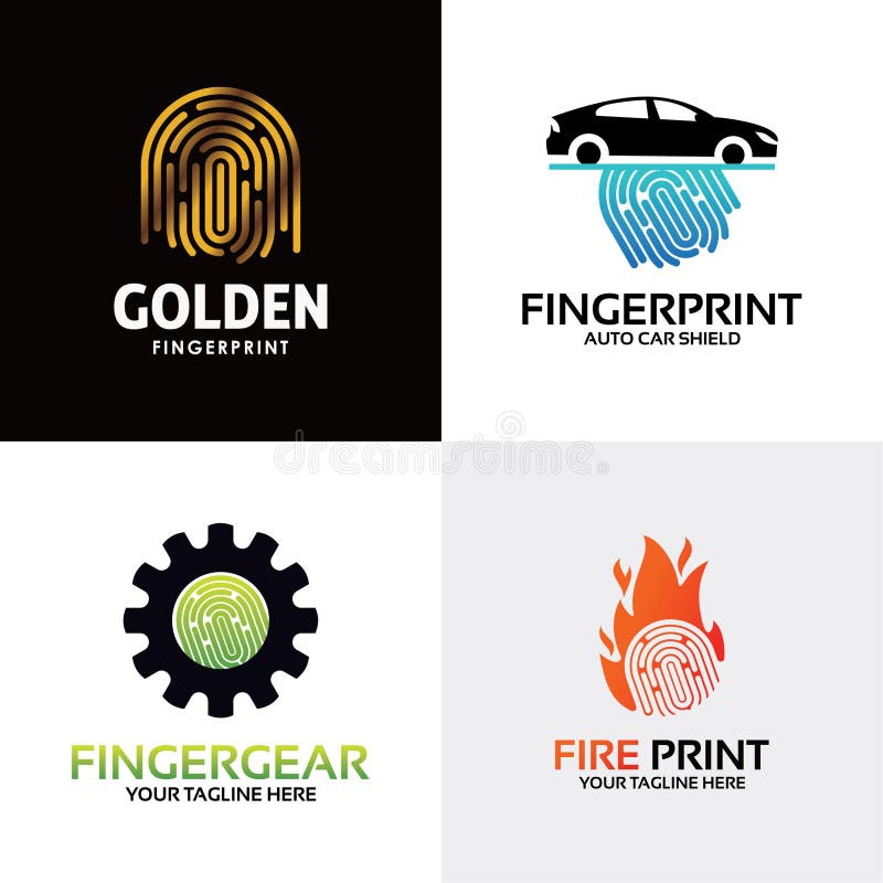 Finger Print Logo Design Set Template Collection Stock Vector ...