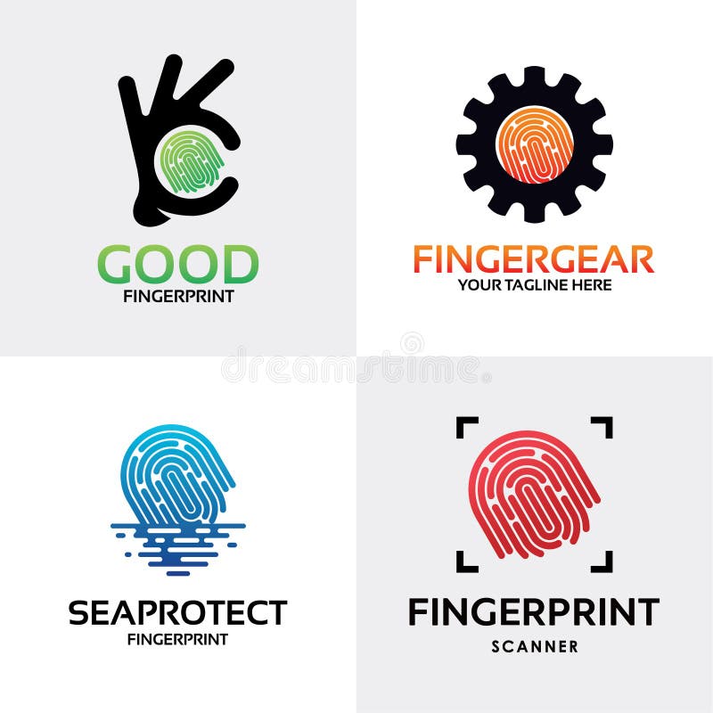 Finger Print Logo Design Set Template Collection Stock Vector ...