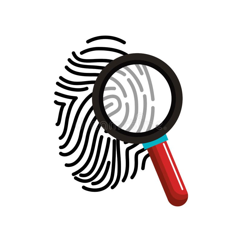 Finger Print with Magnifying Glass Stock Illustration - Illustration of ...