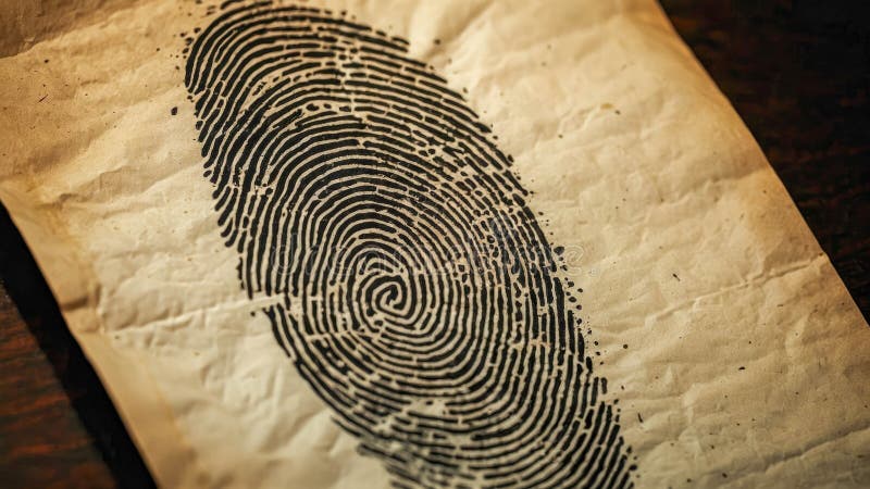 Finger Print on Old Paper Document Closeup Stock Illustration ...