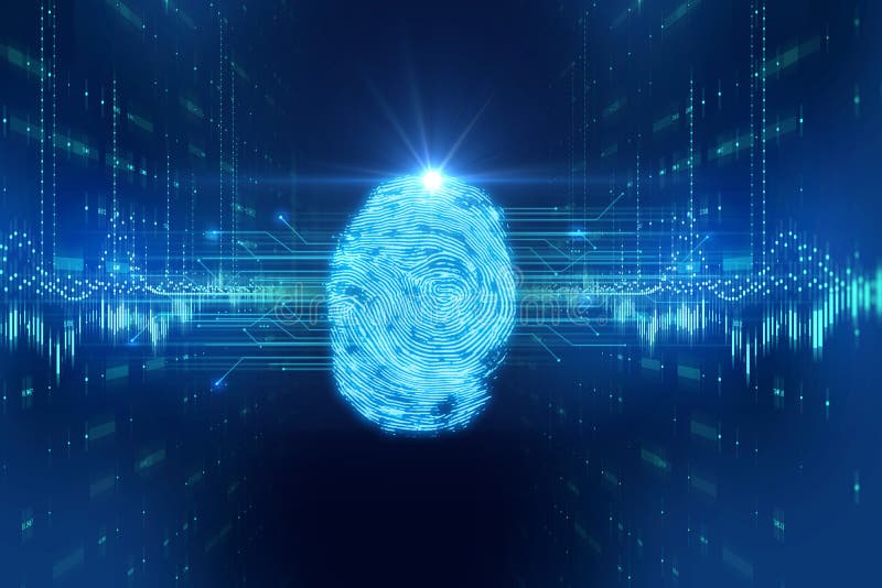 Fingerprint Scanning on Blue Technology Illustration Stock Illustration ...