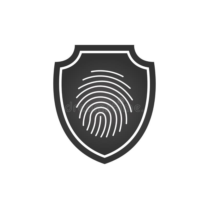 Finger Print Security Shield Logo Design Element. Vector Illustration ...
