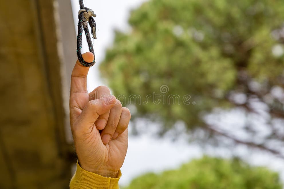 Finger pulling eyelet stock photo. Image of tree, hand - 70467926