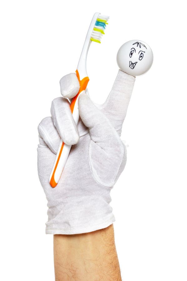 Finger Puppet Holding Tooth Brush Stock Photo - Image of tooth, hand ...