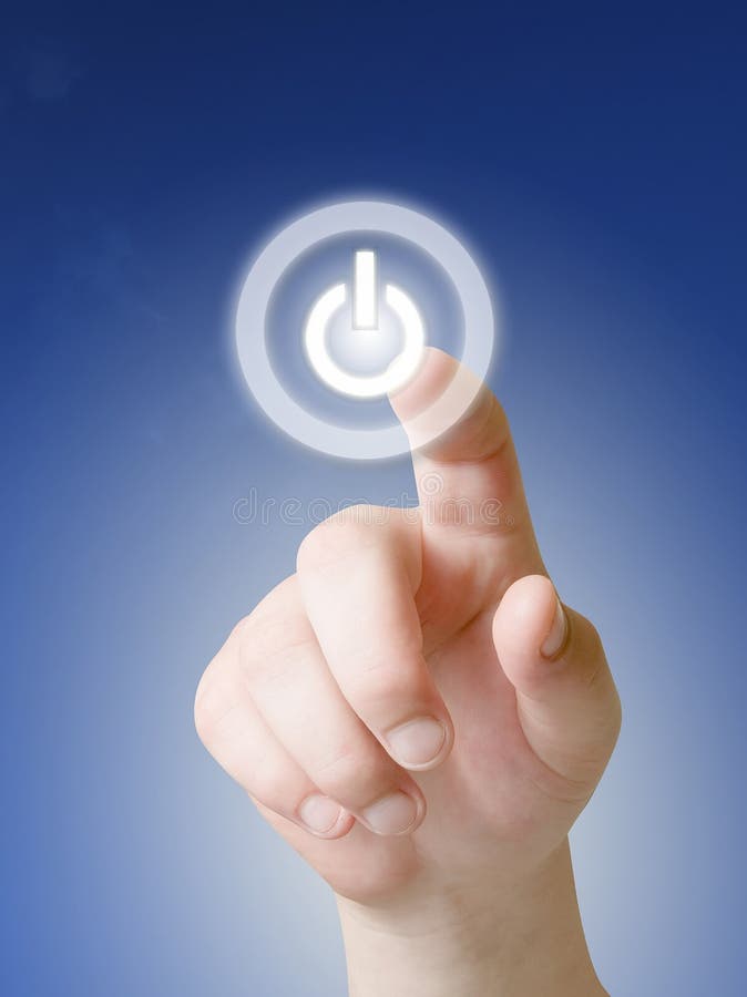 Finger Push on Power Button Stock Photo - Image of keyboard, creativity ...