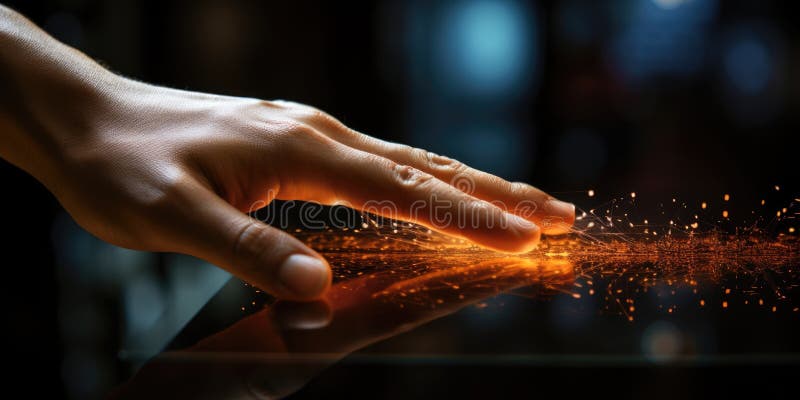 Finger Pushes Touch Screen Button and Activates Futuristic Artificial ...
