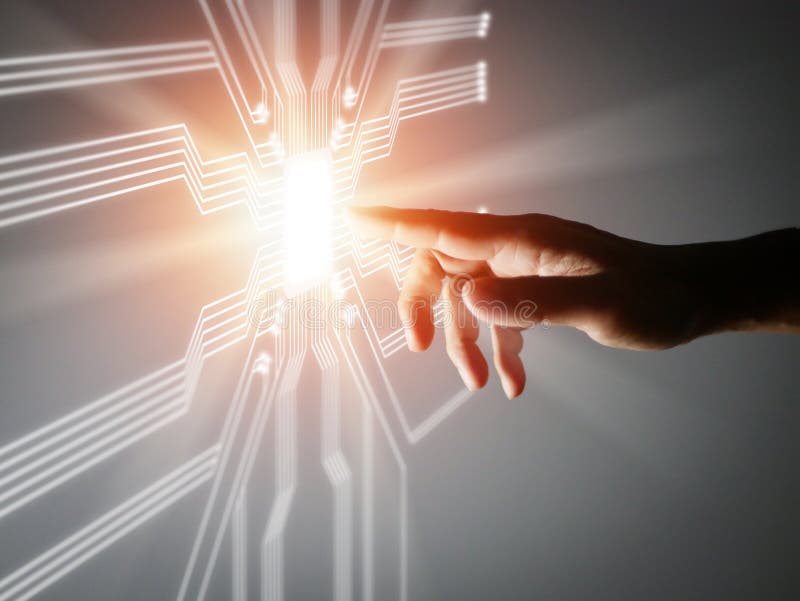 Human Finger Pushes Touch Virtual Screen Button To Activate Futuristic ... Human Finger Pushes Touch Virtual Screen Button To Activate Futuristic ...