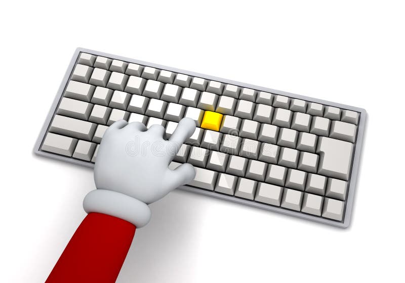 Finger Pushing Computer Keyboard Stock Illustration - Illustration of ...