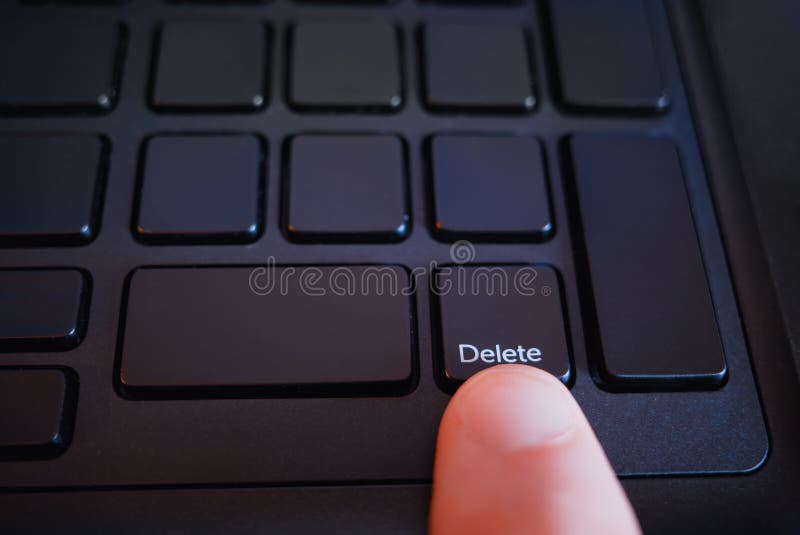 Finger is Pushing Delete Button Backdrop Stock Photo - Image of black ...