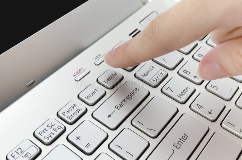 Finger Pushing Delete Button Stock Image - Image of delete, hand: 60683805