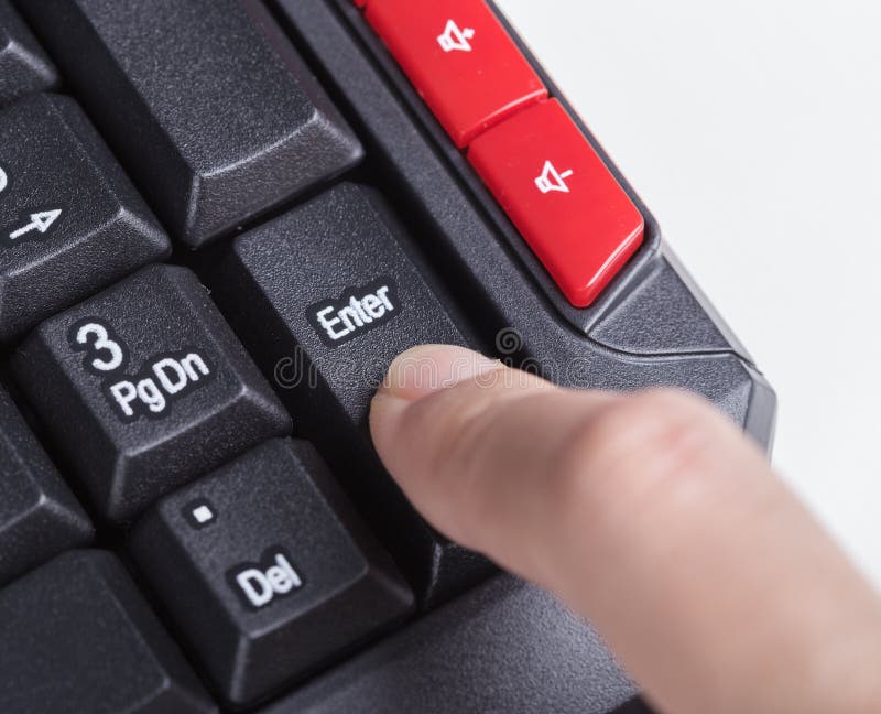 Finger Pushing Enter Button on Keyboard of Computer Stock Photo - Image ... Finger Pushing Enter Button on Keyboard of Computer Stock Photo - Image ...