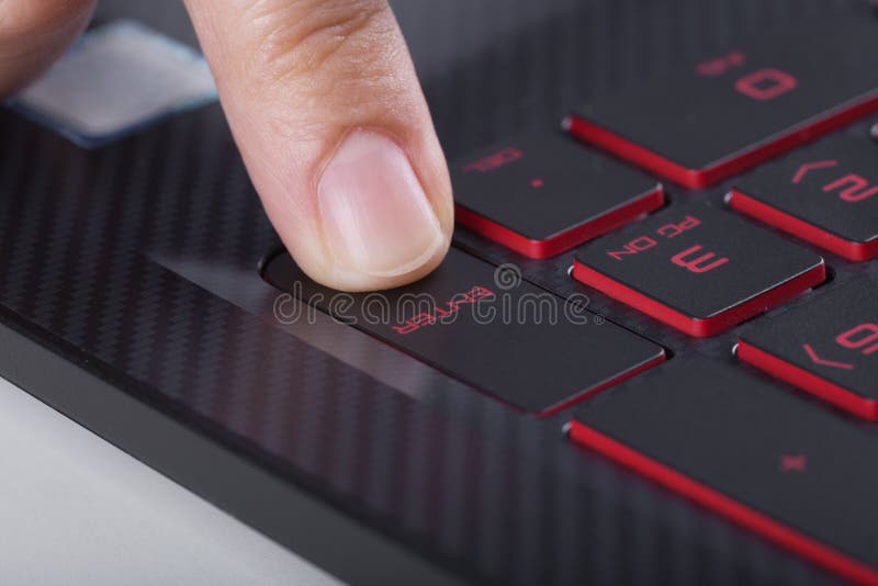 Finger Pushing Enter Button On Laptop Keyboard Stock Photo - Image of ...