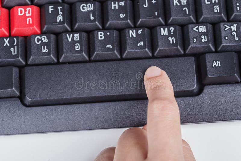 Finger Pushing Space Bar Button on Keyboard of Computer Stock Image ...