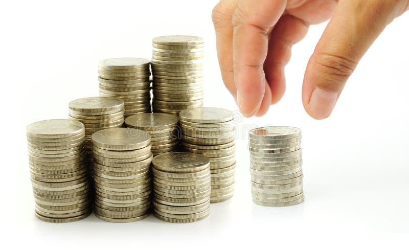 Finger Put Coin on Coin-stack Stock Photo - Image of money, commerce ...