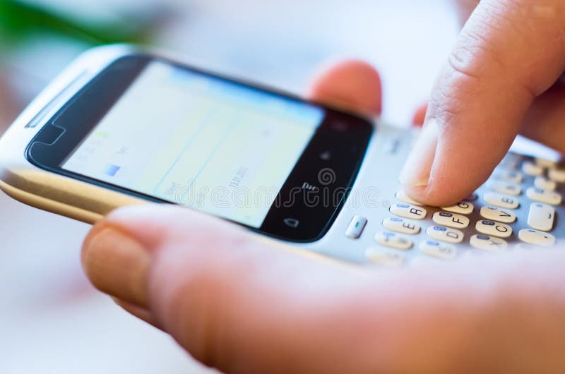 Finger on Qwerty Smartphone Stock Photo - Image of gadget, portable ...