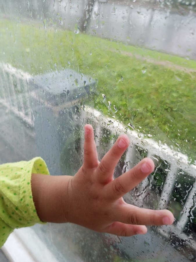 Finger after Rain in the Windows with Good Moment Stock Photo - Image ...