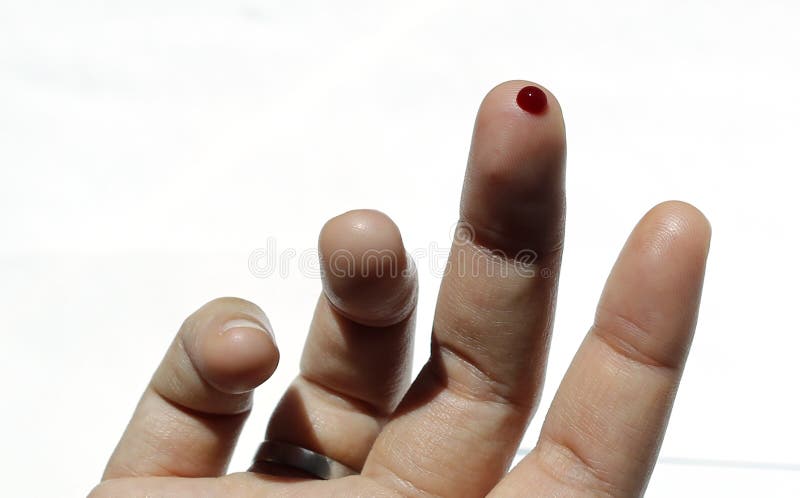 A Finger with Red Blood Drop Stock Photo - Image of insulin, hand: 78487614