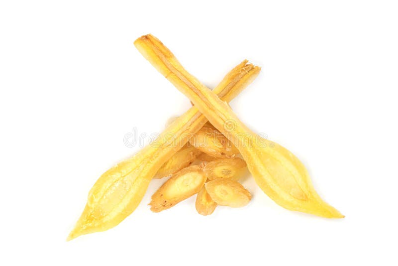 Finger Root or Chinese`s Ginger Sliced Isolated on the White Background ...