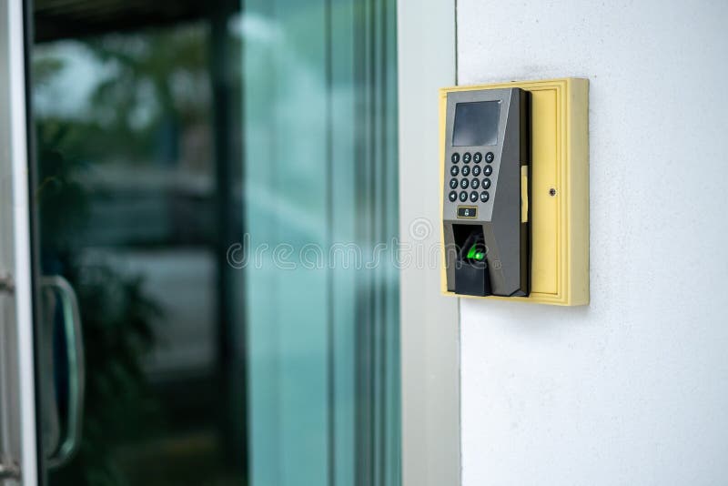 A Finger Scan Access Control System To Lock and Unlock Doors Stock ...