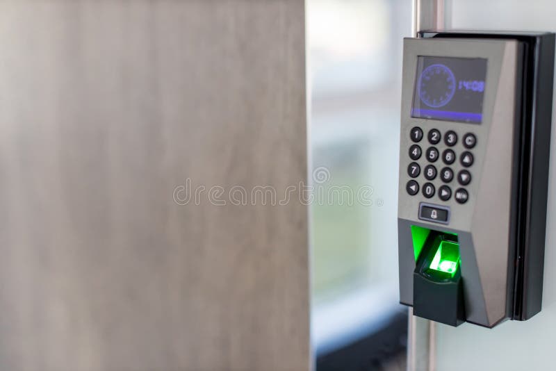 Finger Scan on Machine Security Concept and Safety. Soft Focus on Hand ...