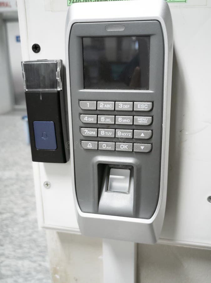 Finger Scanner on the Wall in the Building Stock Photo - Image of ...